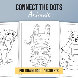 Animals CONNECT THE DOTS Worksheets for Kids | Printable Classroom ...
