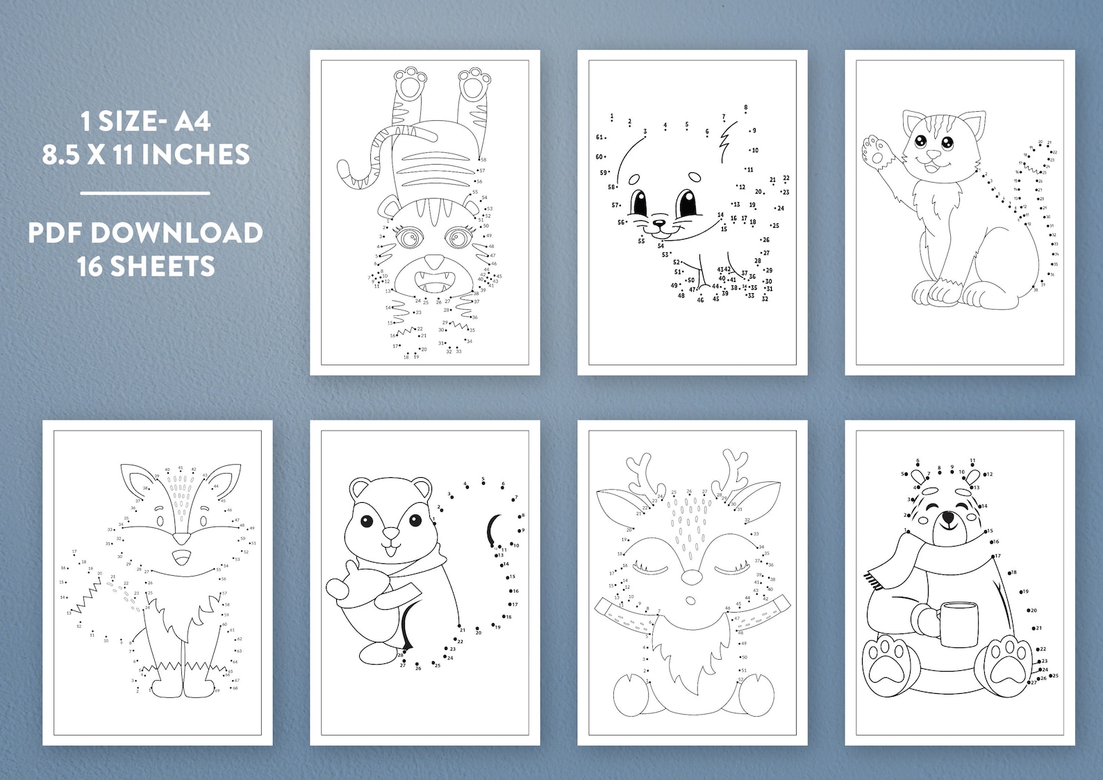 Animals CONNECT THE DOTS Worksheets for Kids Digital - Etsy