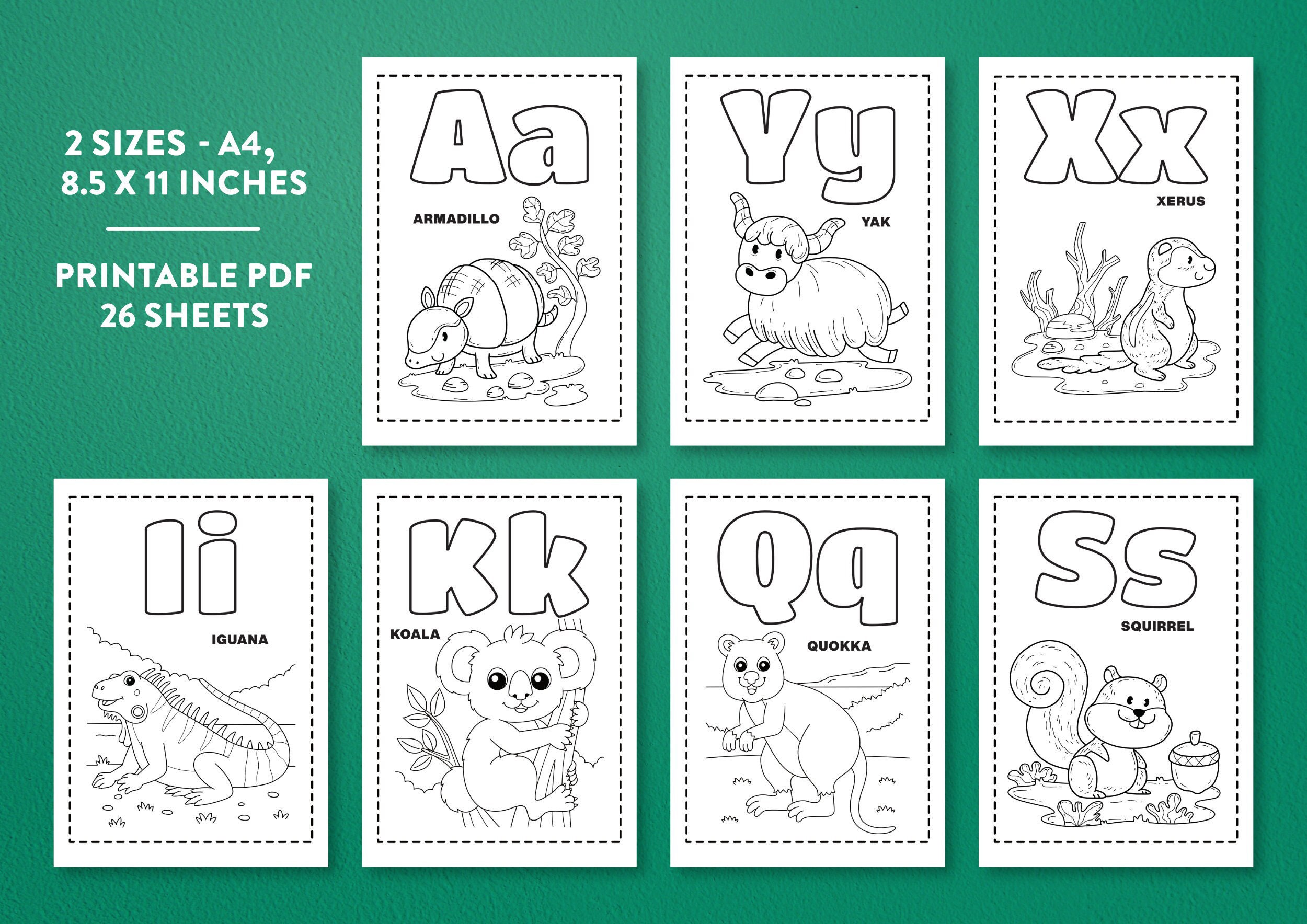 A to Z Printable Alphabet Coloring Pages Preschool Kindergarten ...