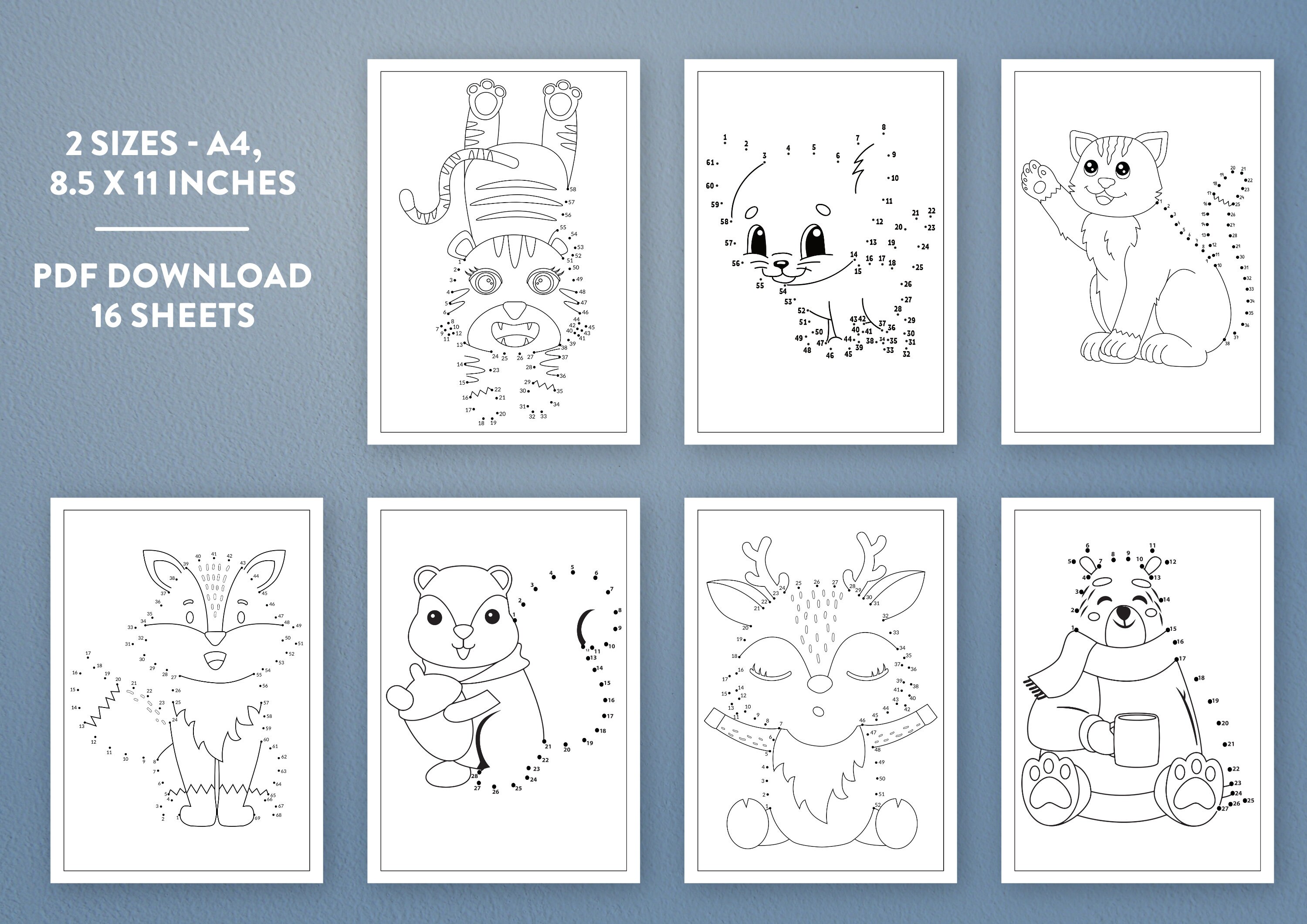 Animals CONNECT THE DOTS Worksheets for Kids | Printable Classroom ...