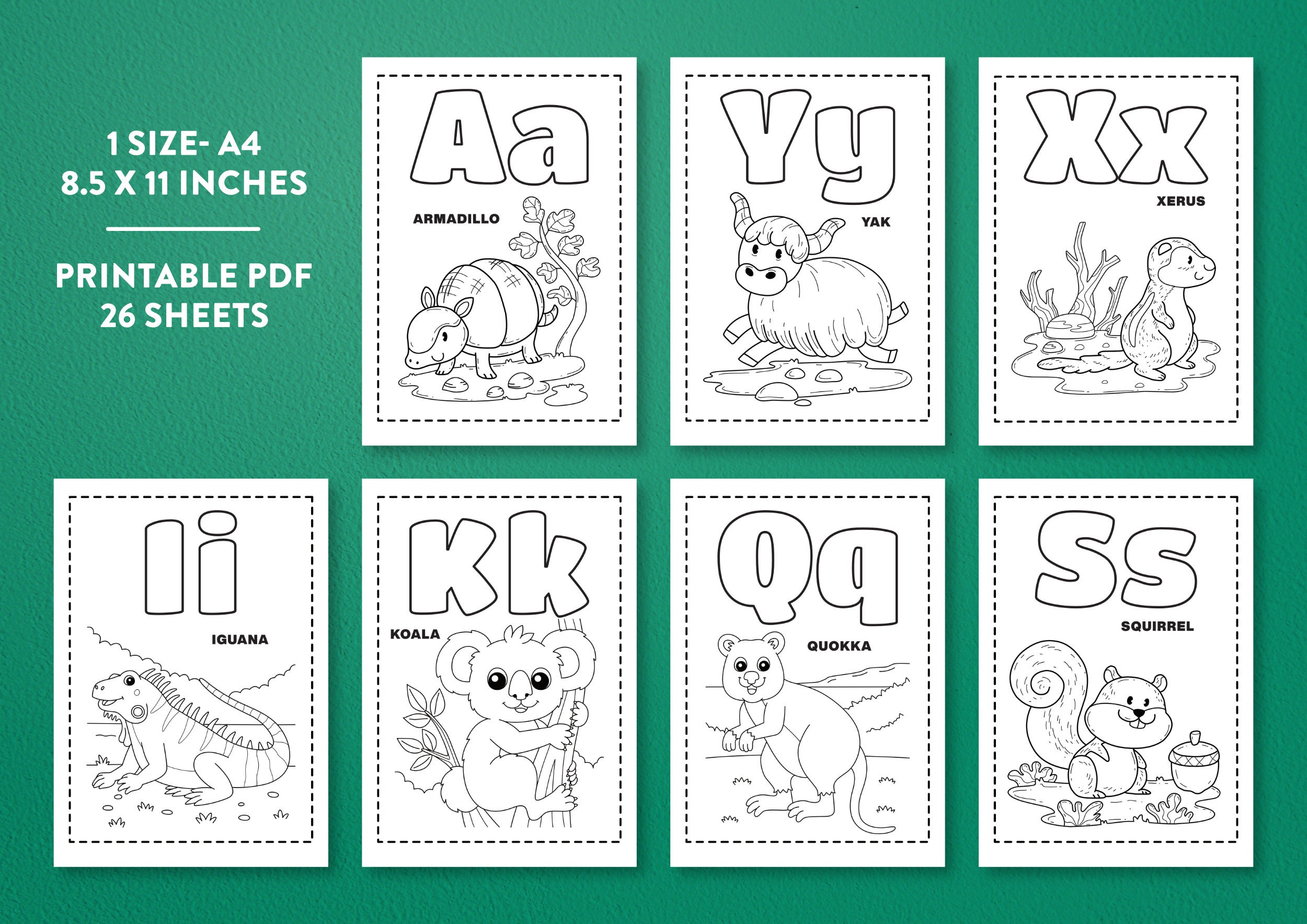 A to Z Printable Alphabet Coloring Pages Preschool - Etsy