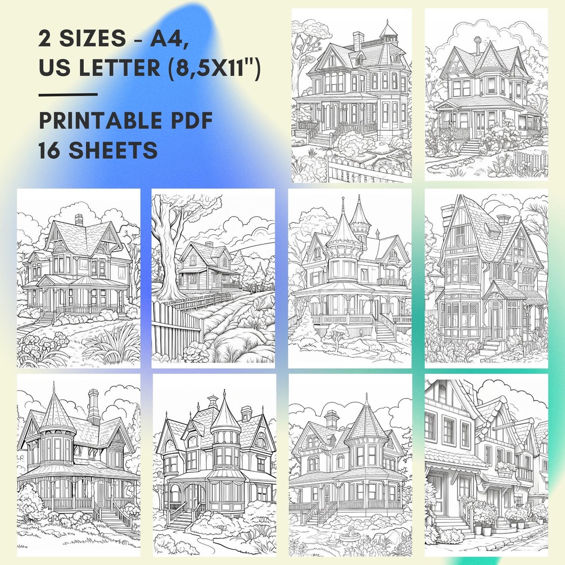16 Village Houses Coloring Pages | Adult Coloring Template Sheets ...