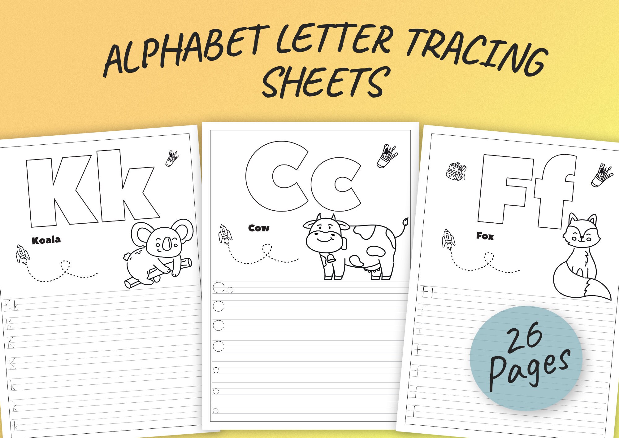 26 ALPHABET WORKSHEETS for Preschoolers Preschool Letter - Etsy