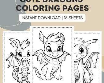 Dinosaur Coloring Pages 16 Cute Dinos Pictures Instant Download ...
