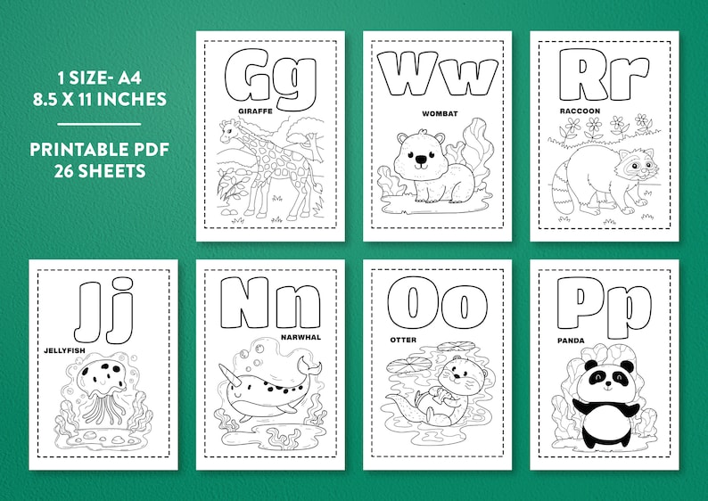 A to Z Printable Alphabet Coloring Pages Preschool - Etsy