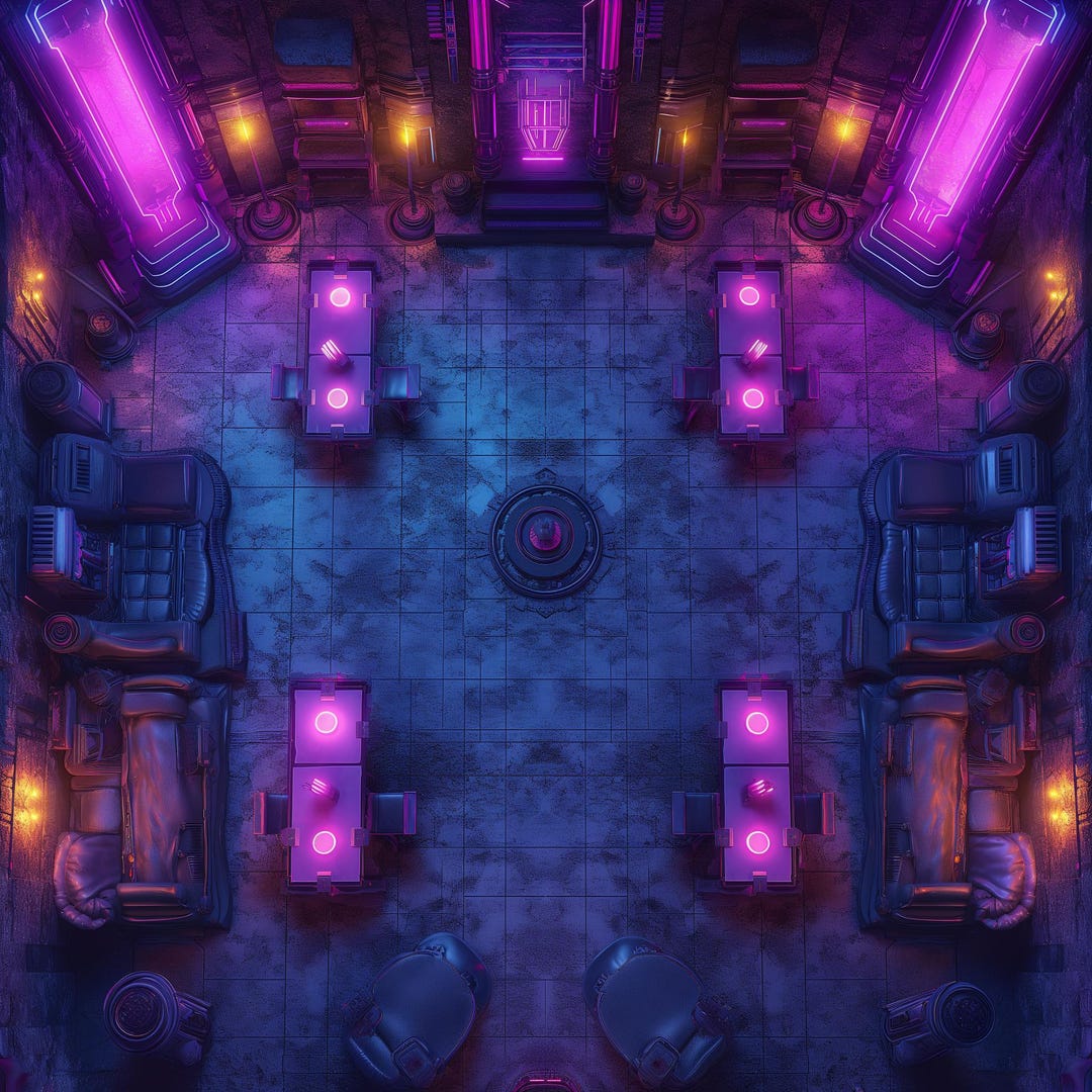 16 Cyberpunk Futuristic Entertainment Hub Battlemap – Digital RPG Maps ...