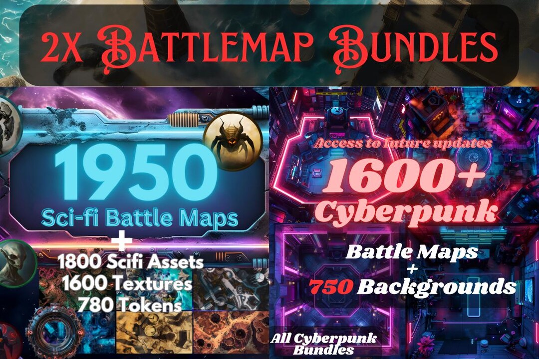 Cyberpunk & Sci-fi Battlemap Bundles,2 Dnd Map Bundles,sci-fi RPG Battlemaps,assets,textures and ...