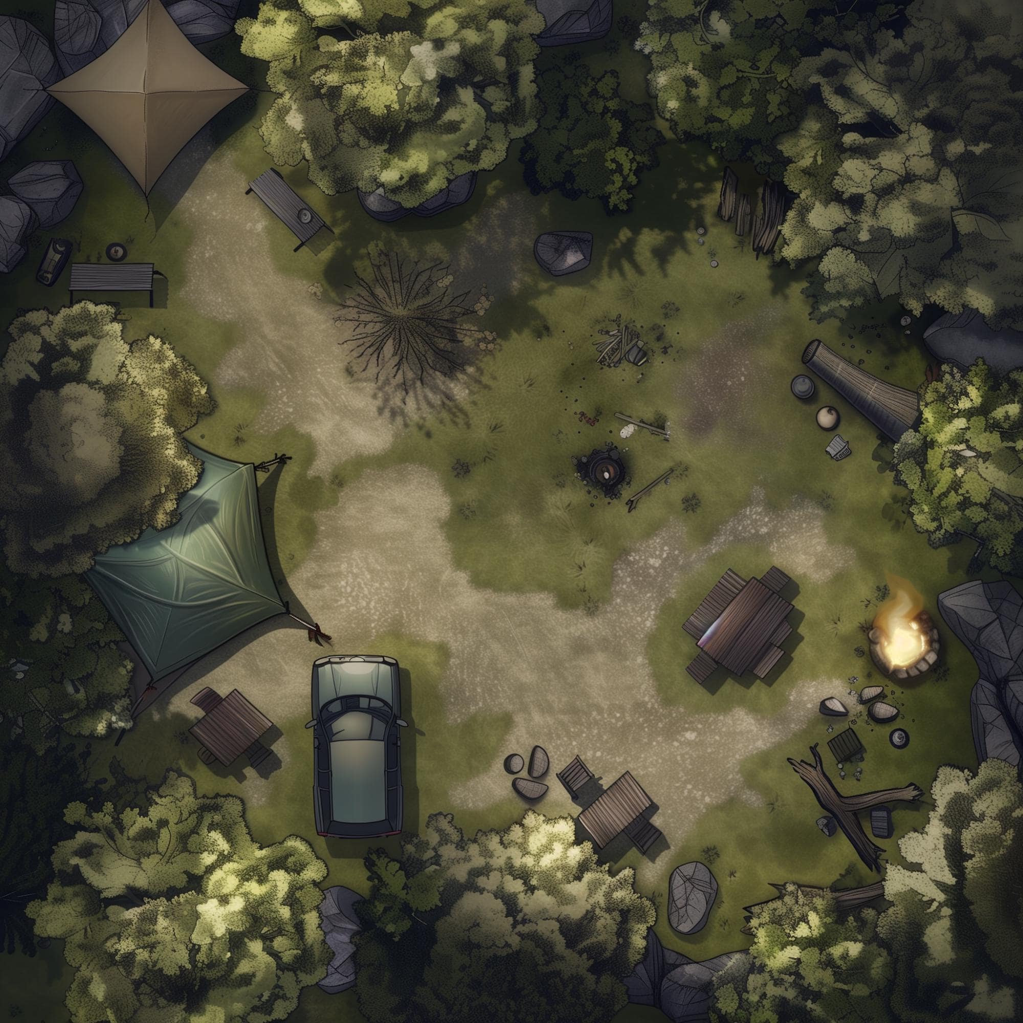 Campsite Battlemaps Bundle for Rpg,maps for Dungeons & Dragons, Battle ...