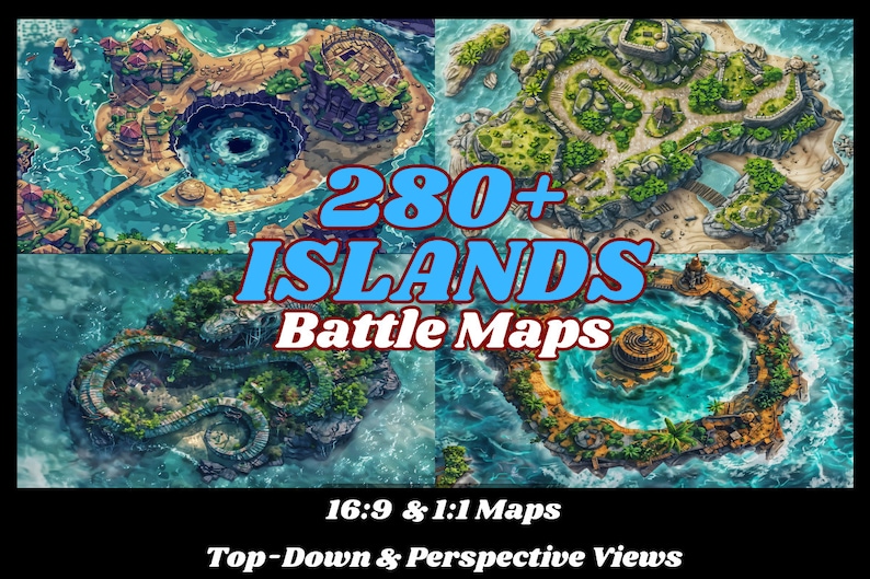 Islands Battlemaps Dnd, Digital RPG Maps Bundle,dungeons and Dragons ...