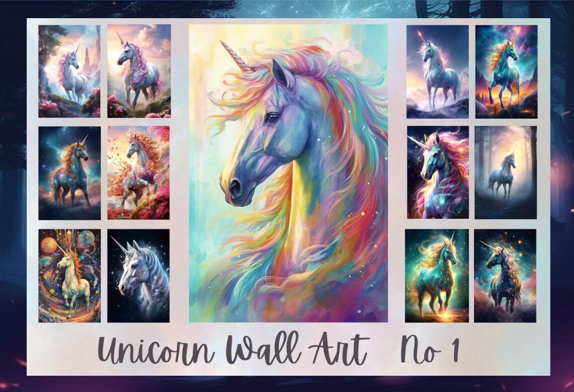 Unicorn Digital Background, Cute Unicorn Background,magical Fantasy ...