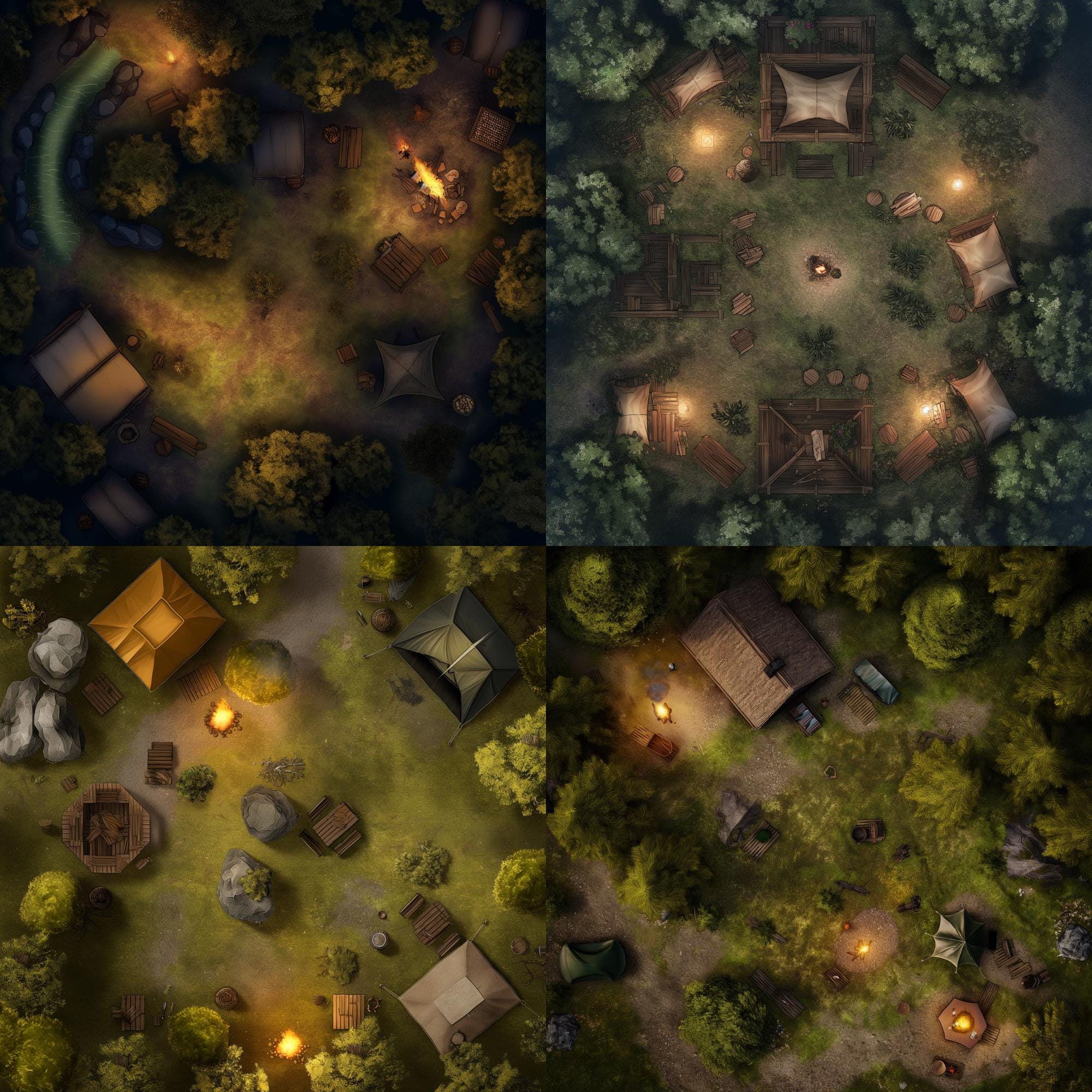 Campsite Battlemaps Bundle for Rpg,maps for Dungeons & Dragons, Battle ...
