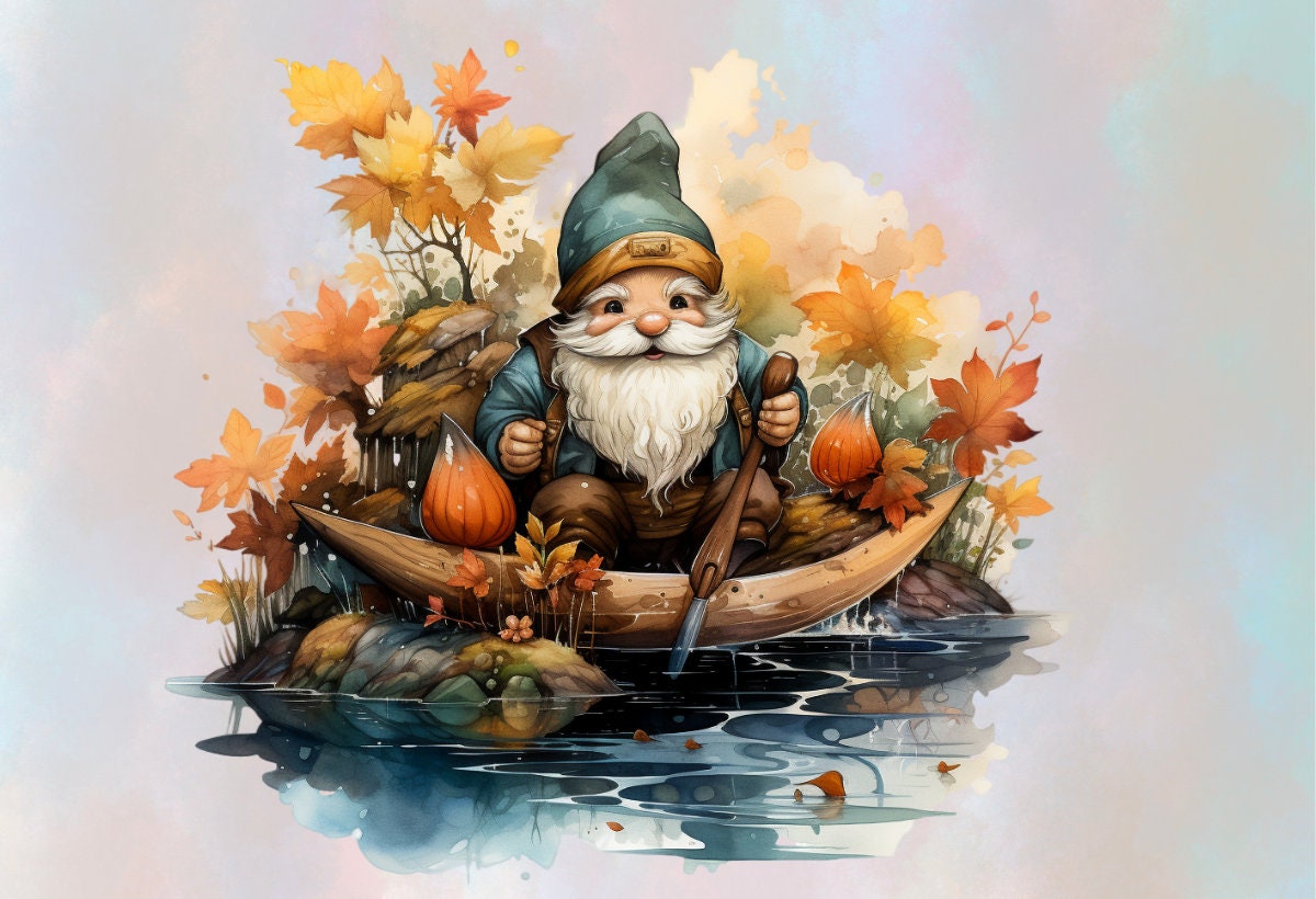 Autumn Gnomes Png Clipartgnomes in Fall Leaves Pngautumn - Etsy