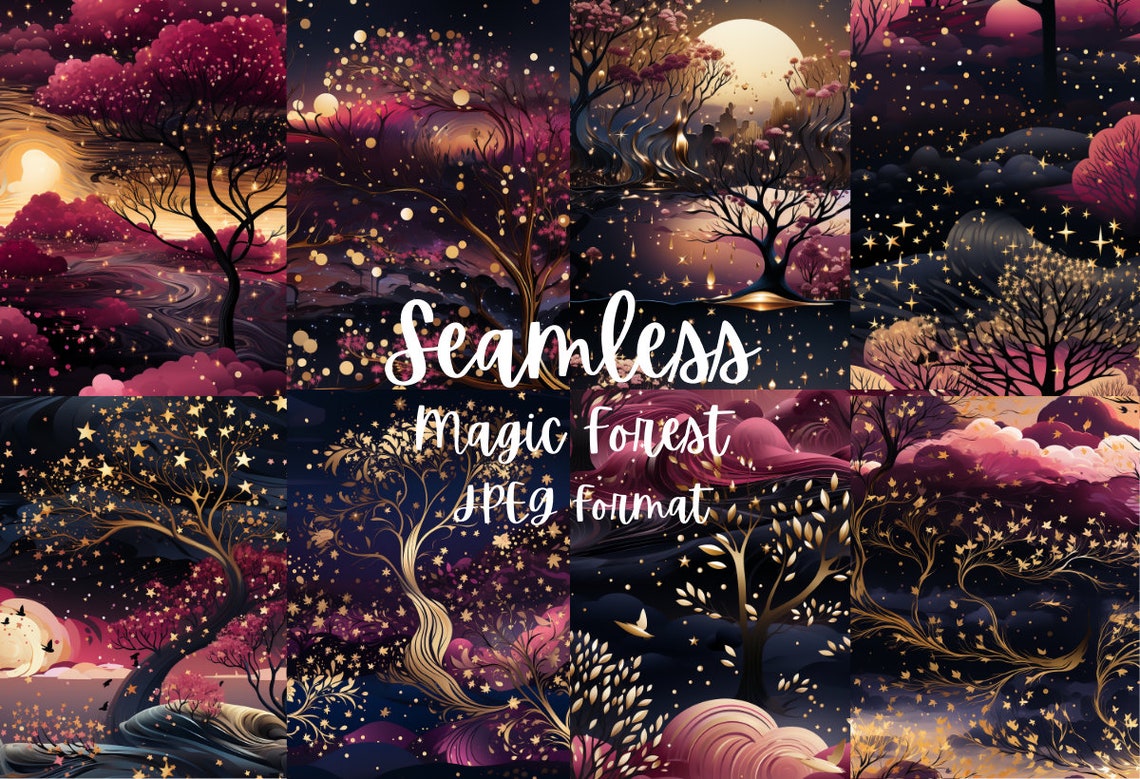 Magic Forest, Seamless Digital Paper, Magic Forest Jpg, Forest Seamless ...