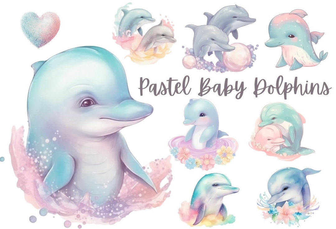 Dolphin Clipart ,pastel Dolphins Clipart,pngtransparent Png,sweet Baby ...