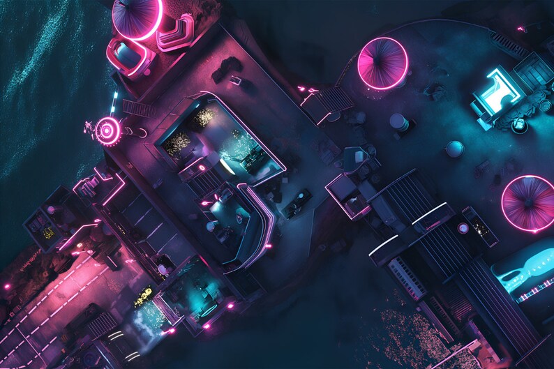 Cyberpunk Islands Battlemaps Bundle for Rpg,maps for Dungeons & Dragons,cyberpunk Battle Maps ...