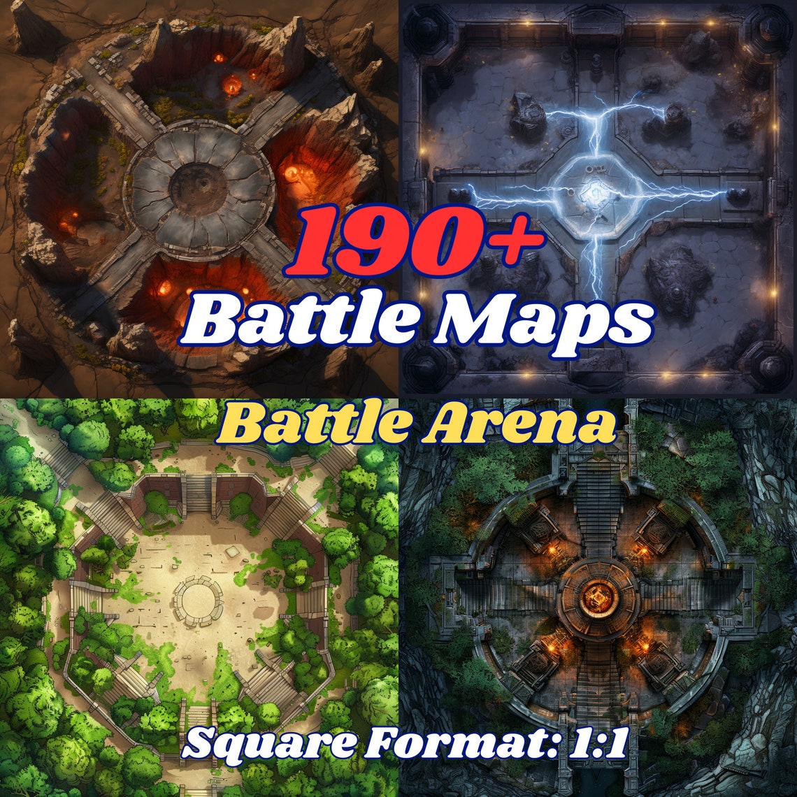 190 Epic Battle Arena Maps Bundle for RPG - Dungeons & Dragons, Dnd ...