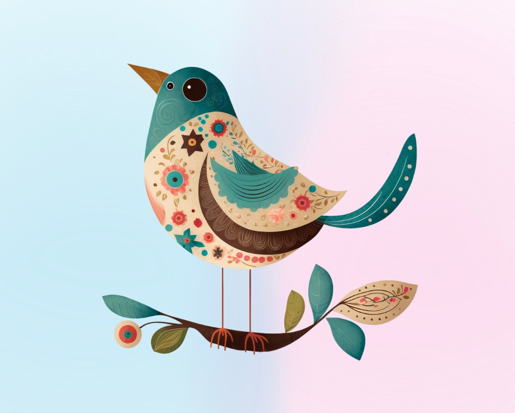 Folk Birds Clipart: Watercolor Pngs of Birds for Digital Download ...