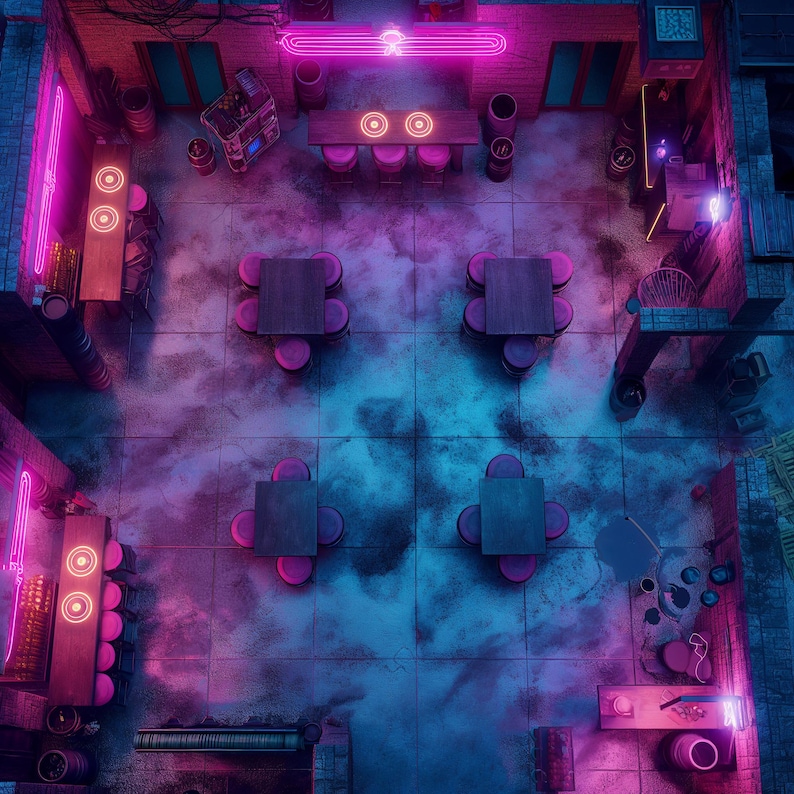7 Cyberpunk Restaurant RPG Battlemap Bundle – Dnd Digital Maps, Sci-fi ...