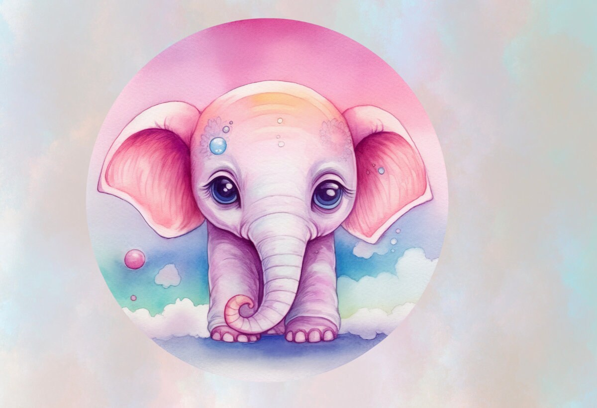 Elephant,baby Rainbow Elephants Clipart Png,digital Download,commercial ...