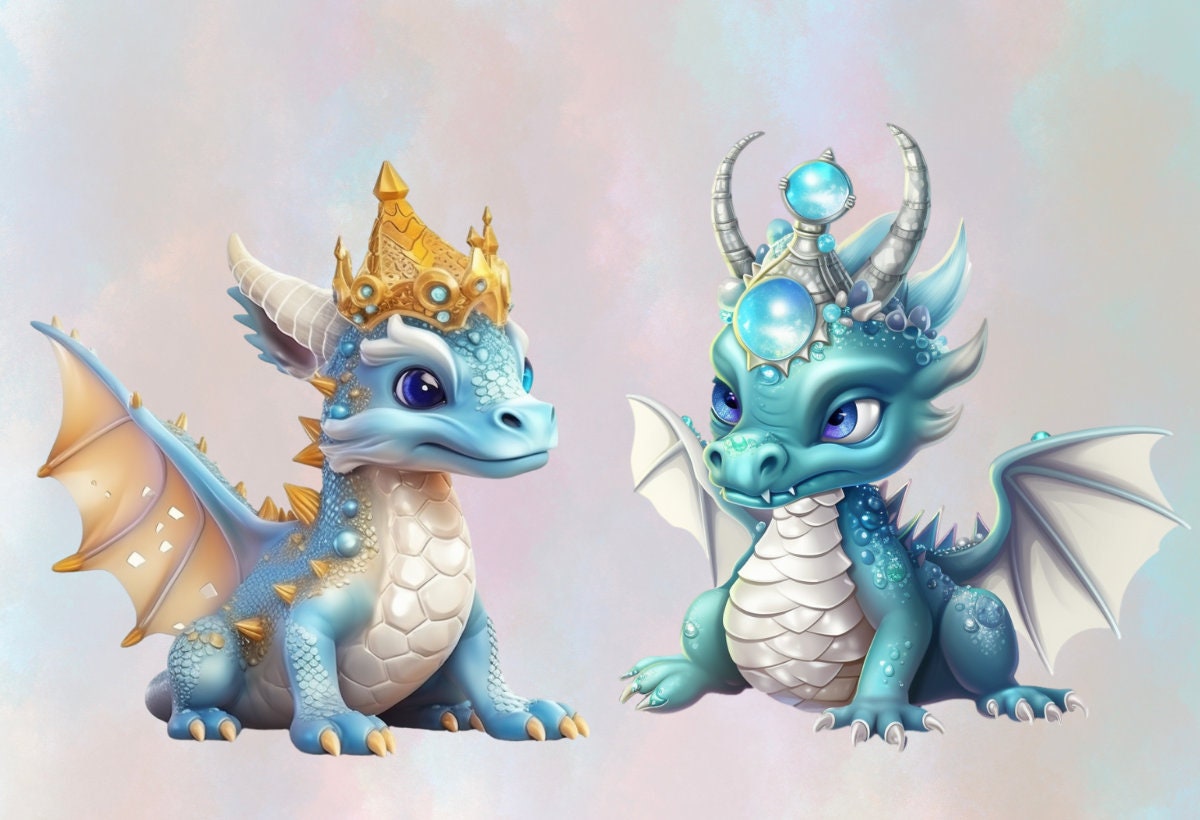 Blue Baby Dragons Png Clipart,commercial Use,digital Download,6 Dragons ...