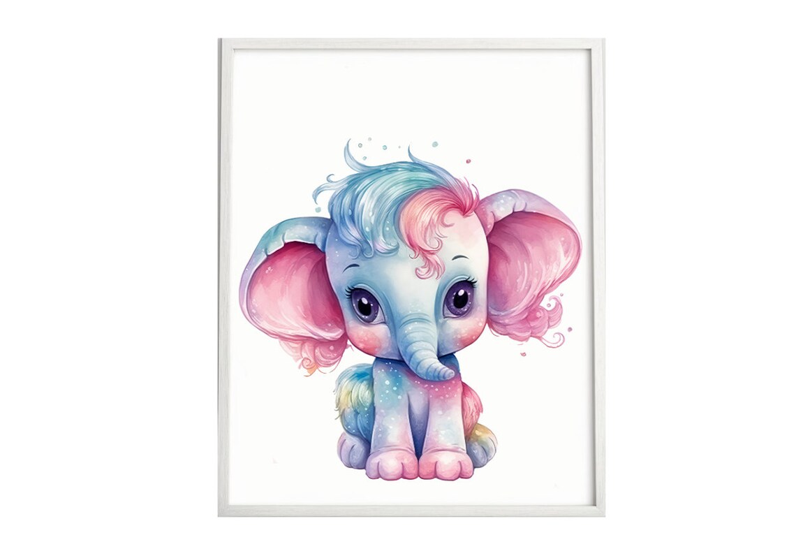 Elephant,baby Rainbow Elephants Clipart Png,digital Download,commercial ...