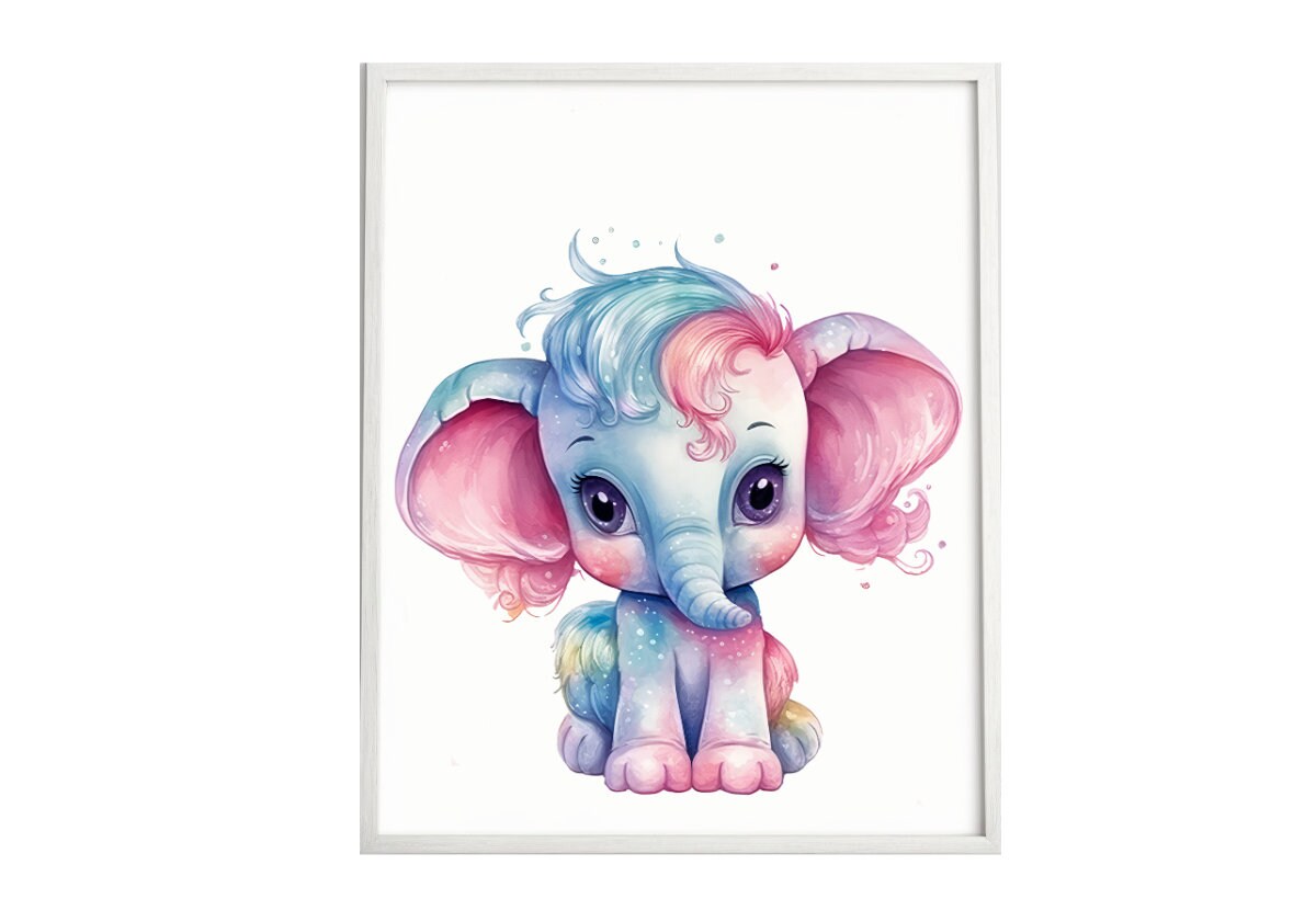 Elephant,baby Rainbow Elephants Clipart Png,digital Download,commercial ...