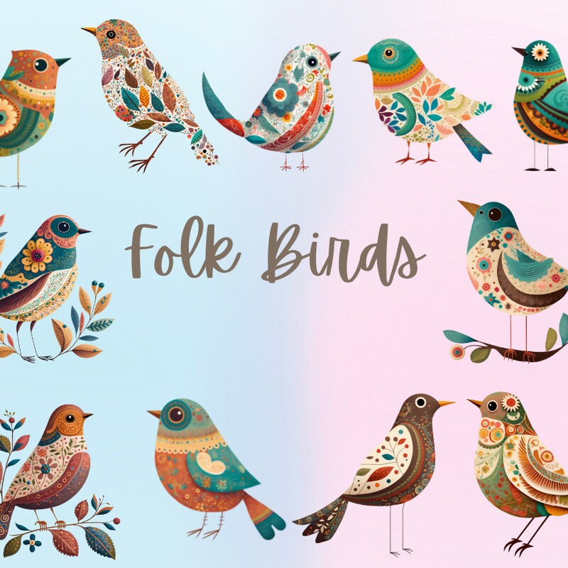 Bird Folk Art - Etsy