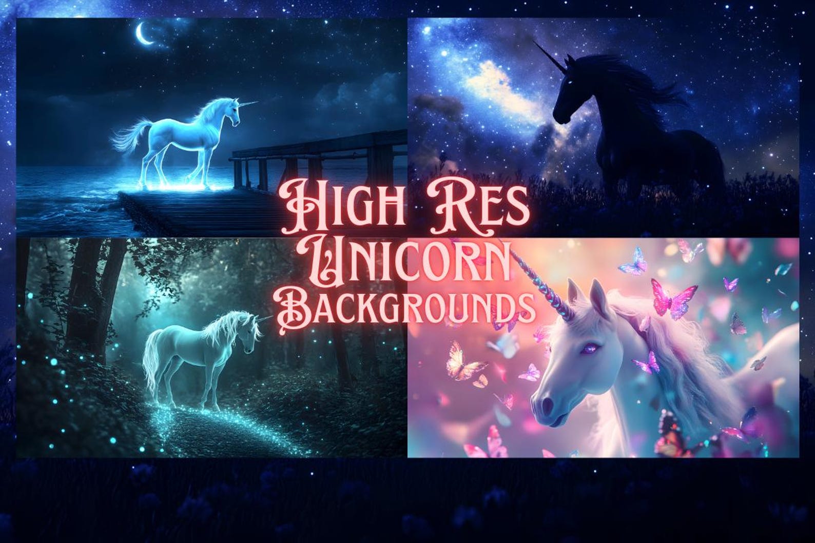 Unicorn Digital Background, Cute Unicorn Background,magical Fantasy ...