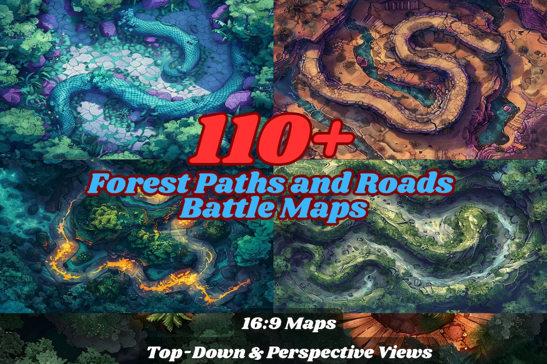 Forest Path and Road Battlemap for D&d,digital RPG Maps,dungeons and ...