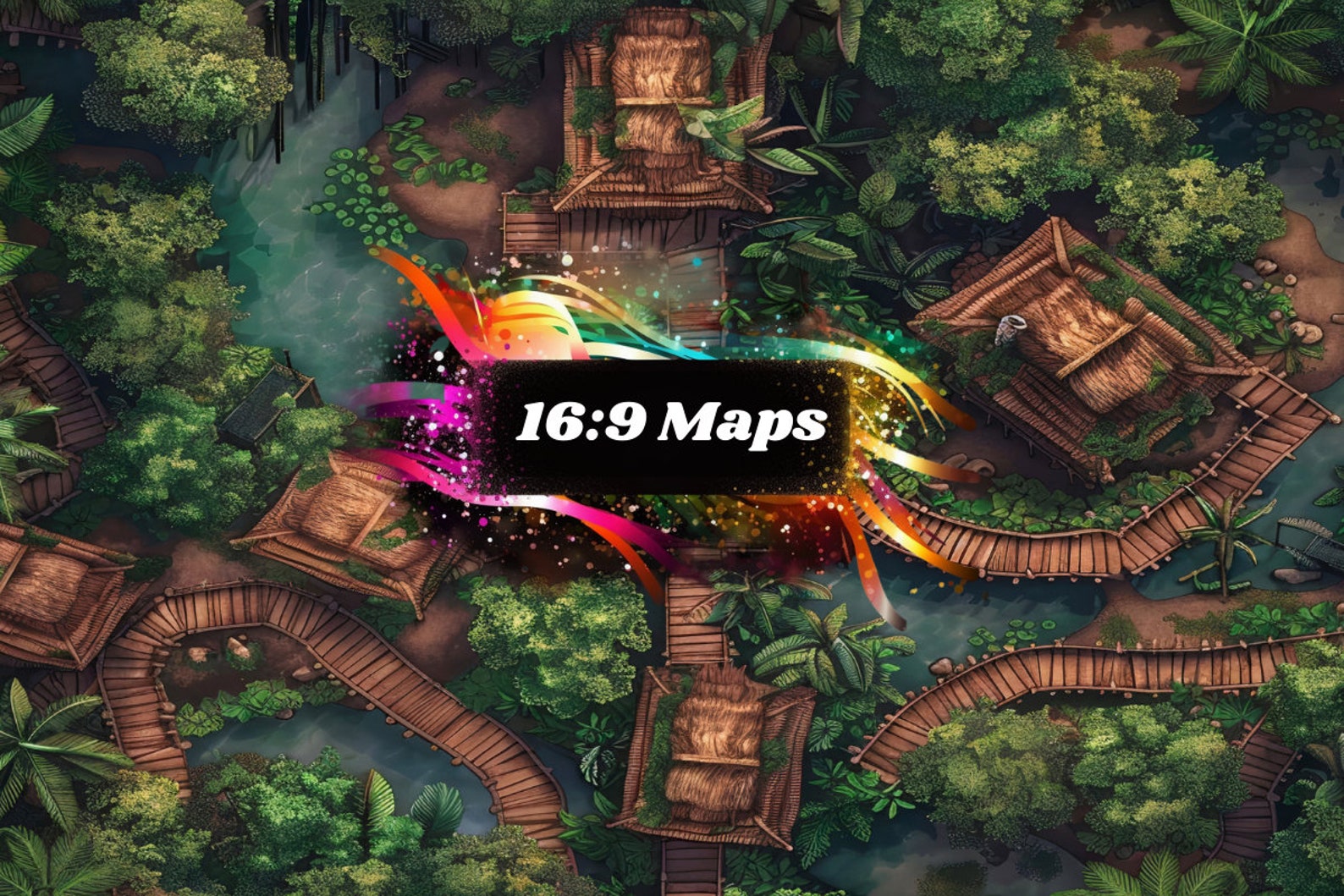 Jungle Villages Battle Map for D&d,digital RPG Maps,dungeons and ...