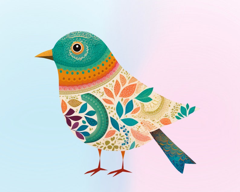 Folk Birds Clipart: Watercolor Pngs of Birds for Digital Download ...