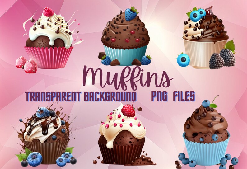 Muffin Digital Clipart Pngclipart Cupcake Muffin Digital - Etsy