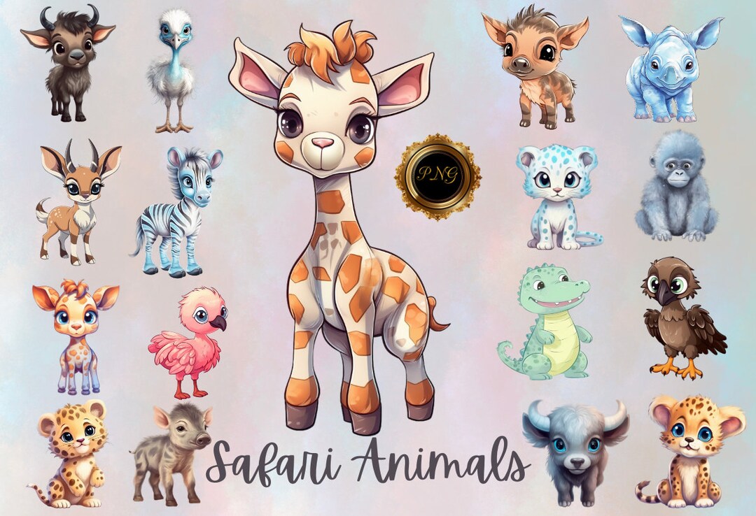 17 Safari Animals Clipartpng Bundlewildlife Graphicsafrican - Etsy