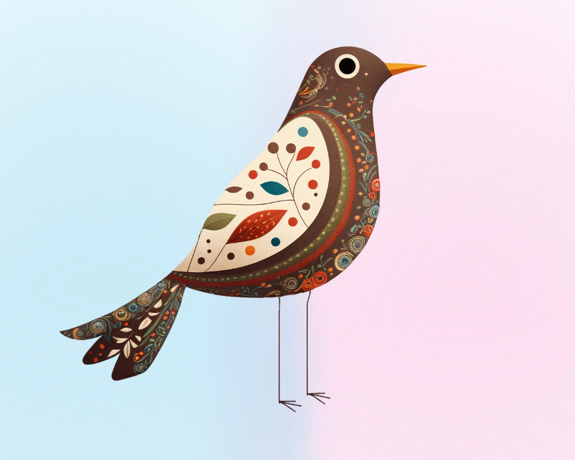 Folk Birds Clipart: Watercolor Pngs of Birds for Digital Download ...