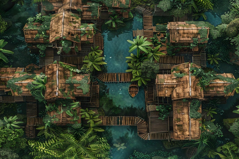 Jungle Villages Battle Map for D&d,digital RPG Maps,dungeons and ...