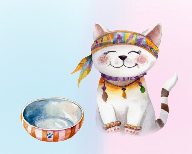 Cats Clipart Watercolor, Boho Cats Png, Boho Cute Cats, Digital ...