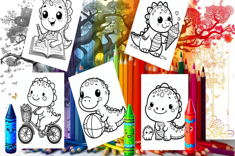 40 Dinosaurs Coloring Pages,coloring Book,kids Coloring Pages,printable ...