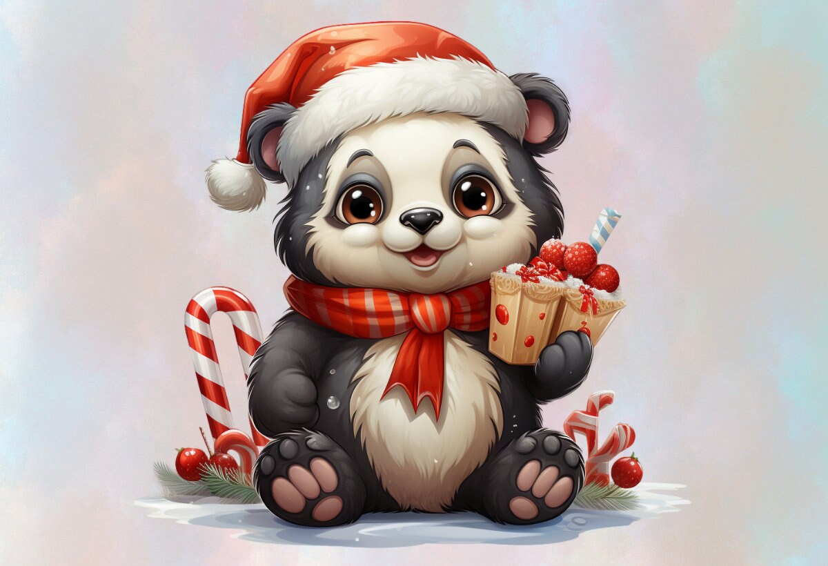 Christmas Panda Clipart,christmas Panda PNG, Sublimation Clipart Panda ...