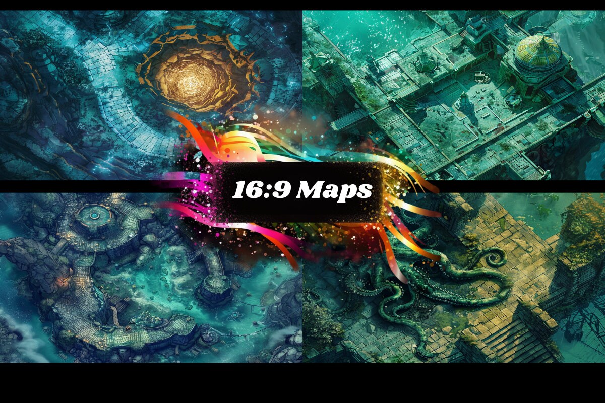 Underwater Battlemaps for Dnd,16:9 Maps,square 1;1 Maps,rpg Maps Bundle ...
