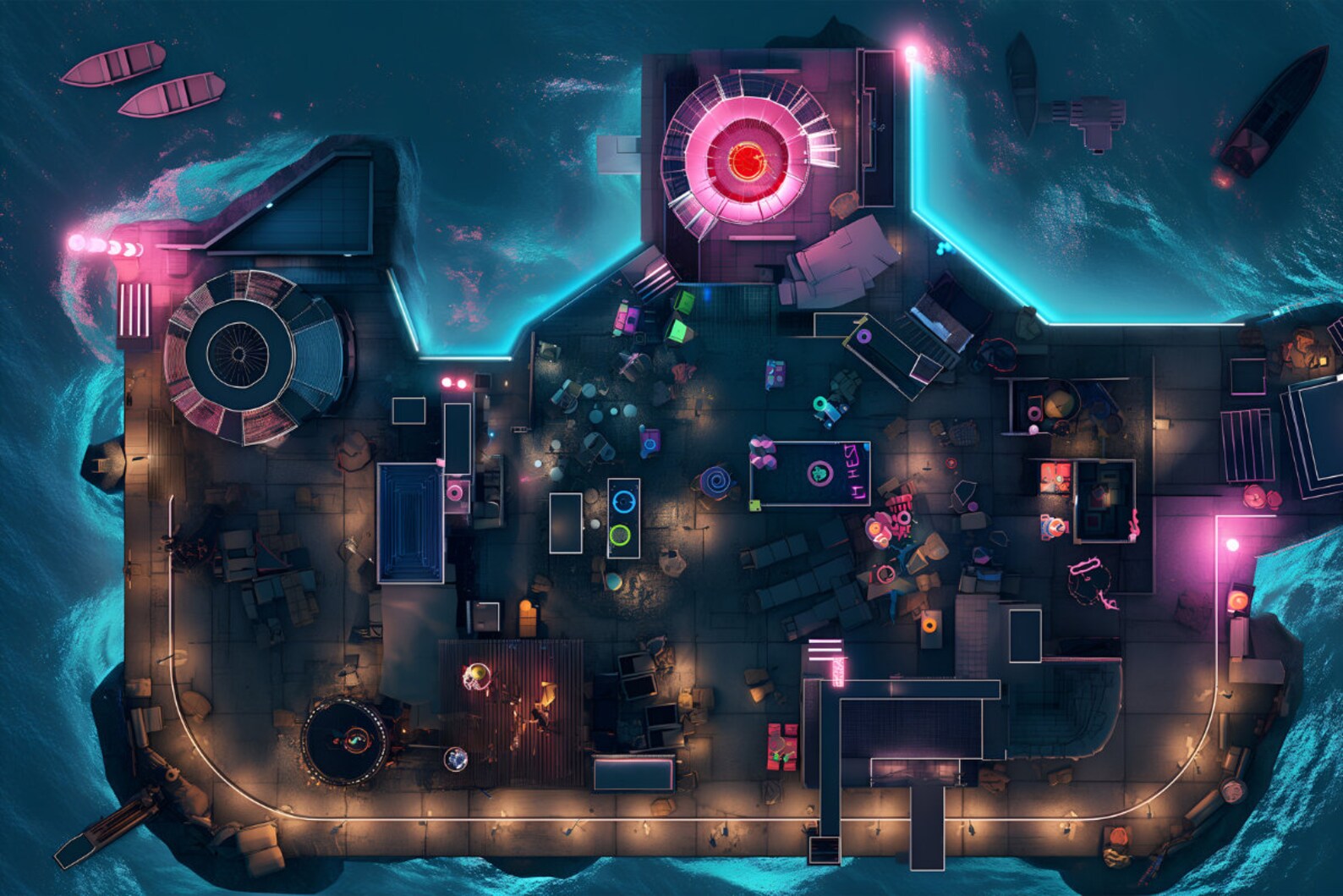 Cyberpunk Islands Battlemaps Bundle for Rpg,maps for Dungeons & Dragons,cyberpunk Battle Maps ...