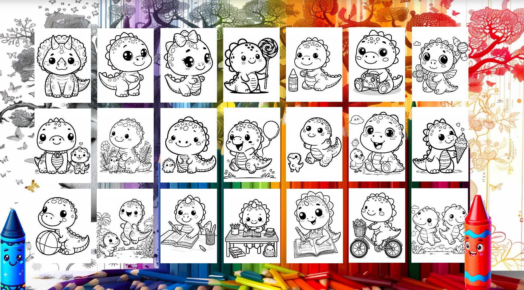 40 Dinosaurs Coloring Pages,coloring Book,kids Coloring Pages,printable ...