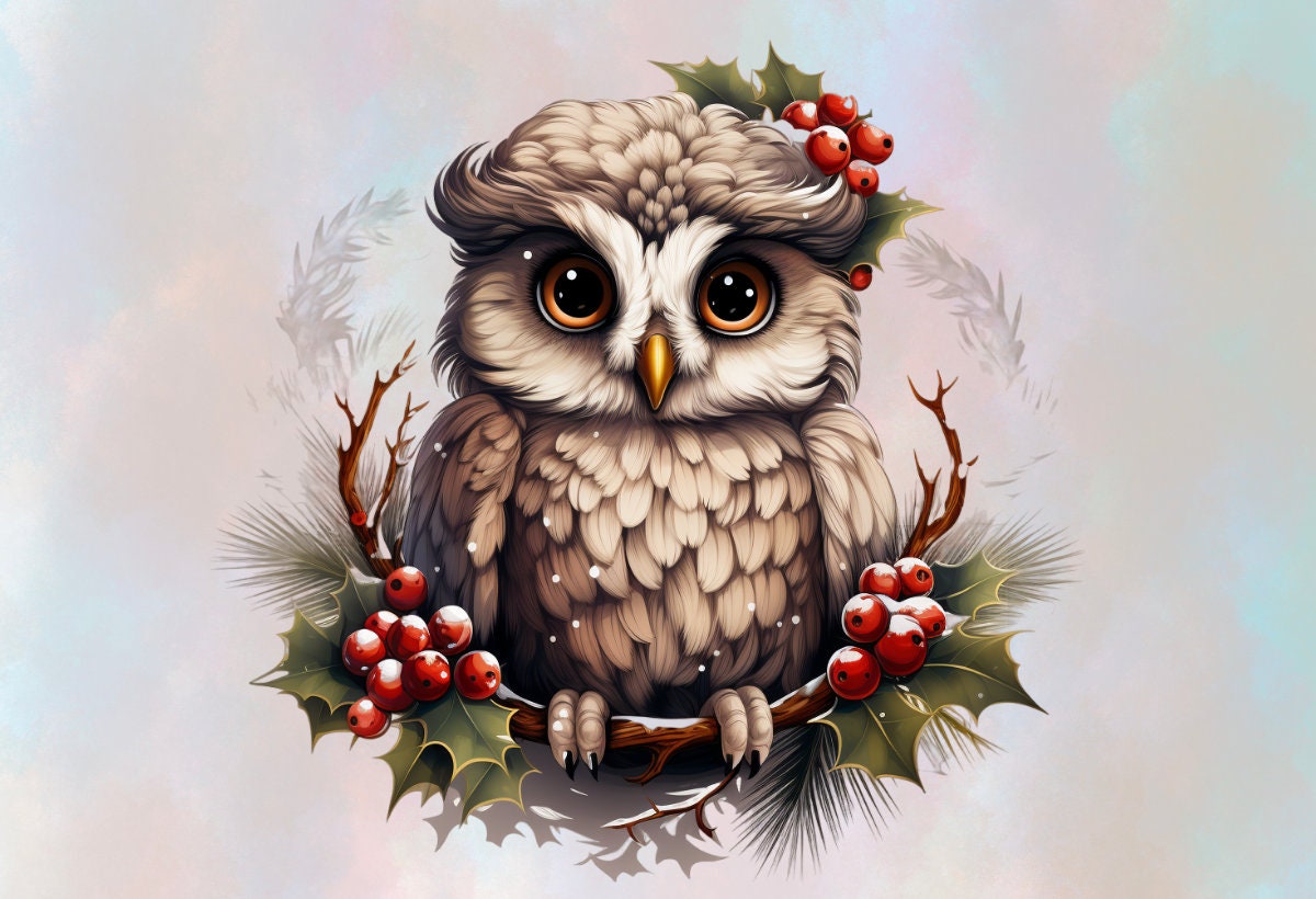 Christmas Owl Clipart Png,sublimation Clipart Owl, Christmas Owl ...