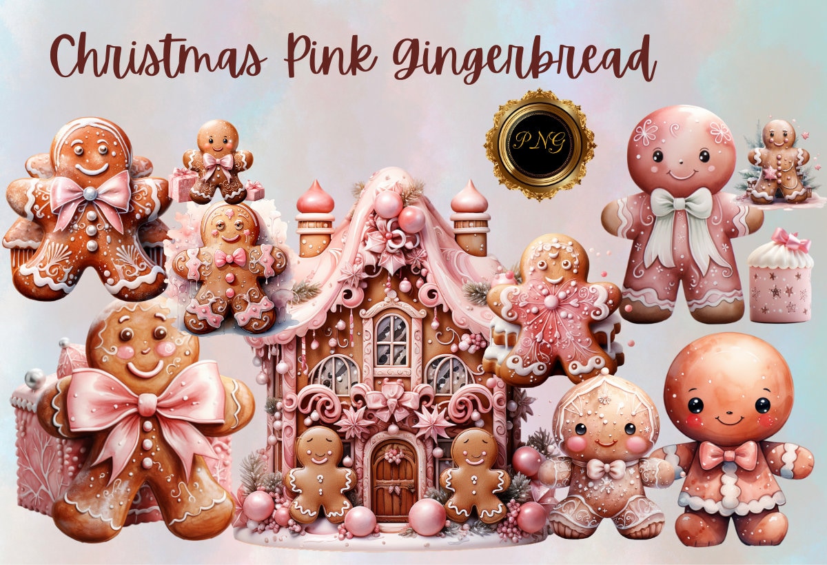 Christmas Pink Gingerbread PNG Clipart, Holiday Sublimation Graphics ...
