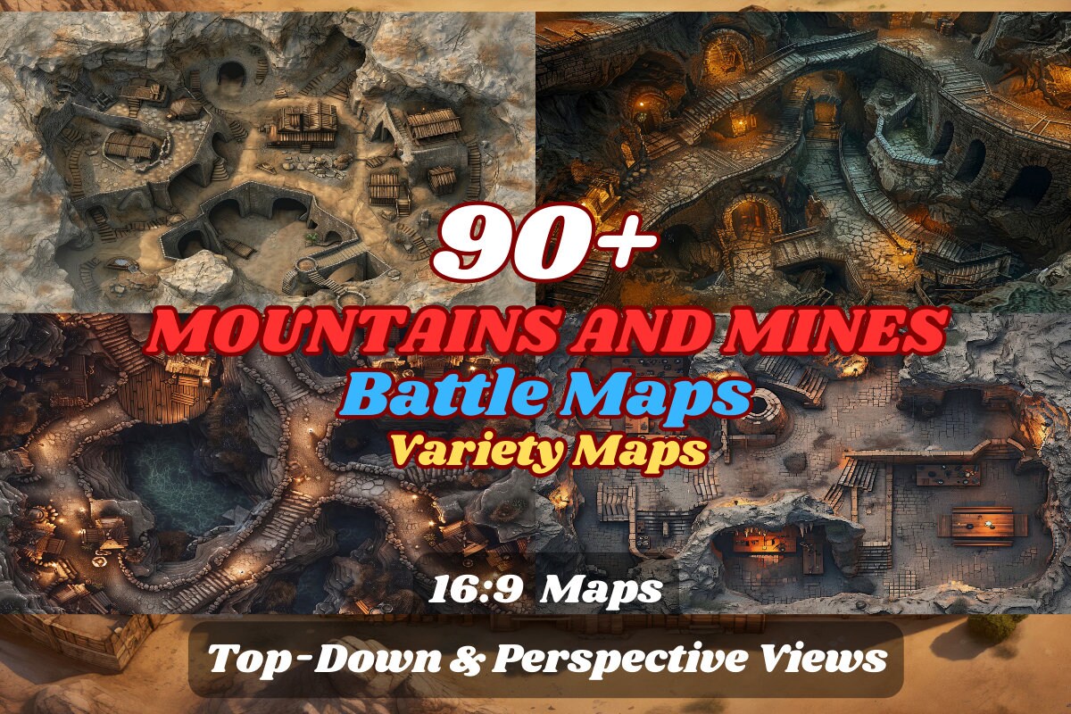 Mountains and Mines Battlemaps for D&D: Digital RPG Maps Bundle ...