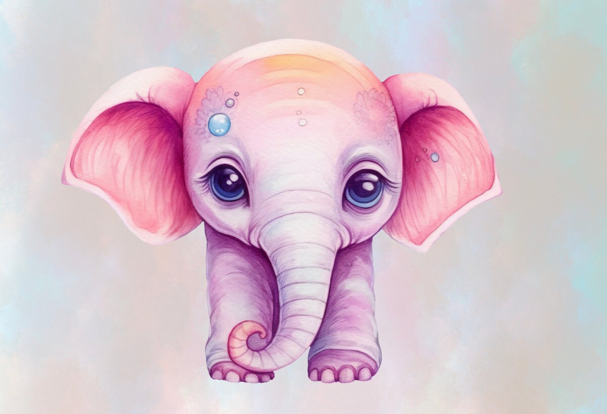 Elephant,baby Rainbow Elephants Clipart Png,digital Download,commercial ...