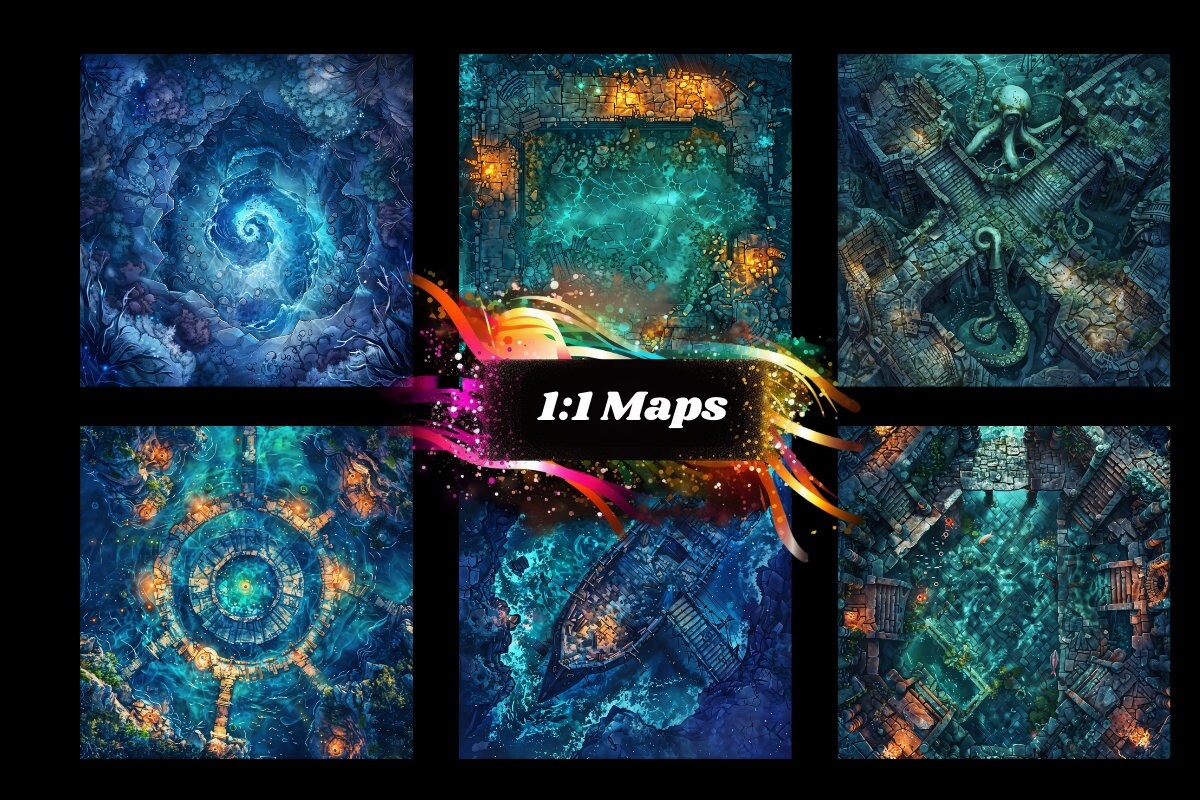 Underwater Battlemaps for Dnd,16:9 Maps,square 1;1 Maps,rpg Maps Bundle ...