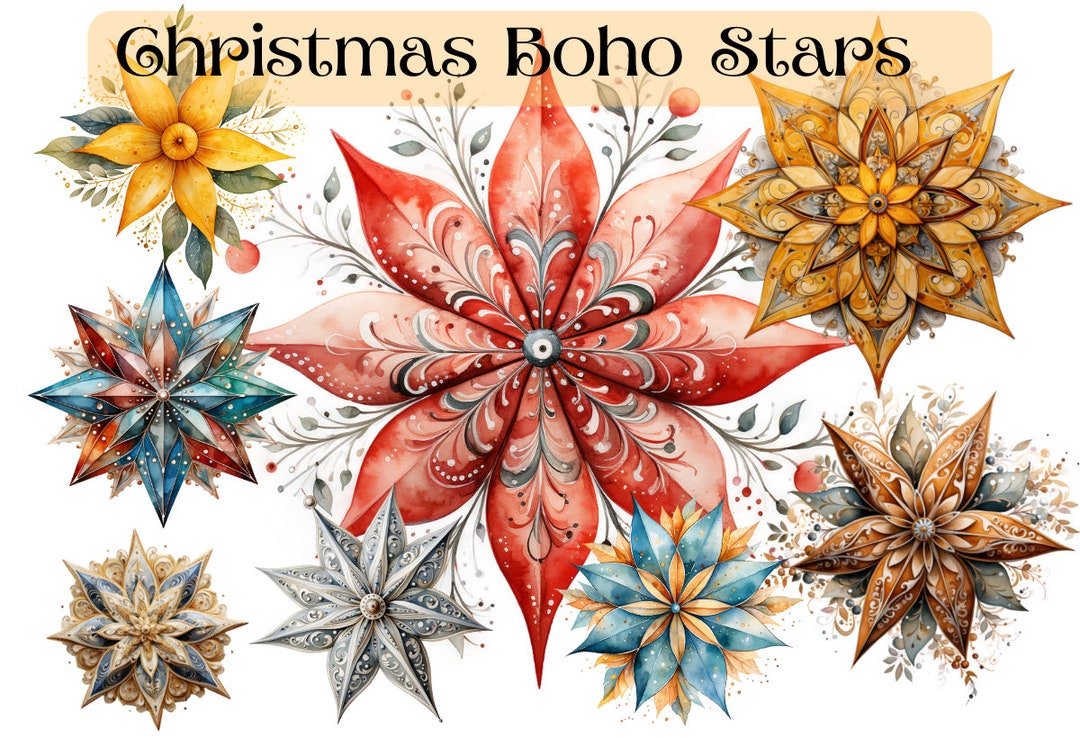 Christmas Boho Stars PNG Clipart,high-quality Boho Christmas Clipart ...