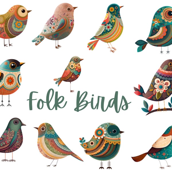 Folk Art Birds - Etsy