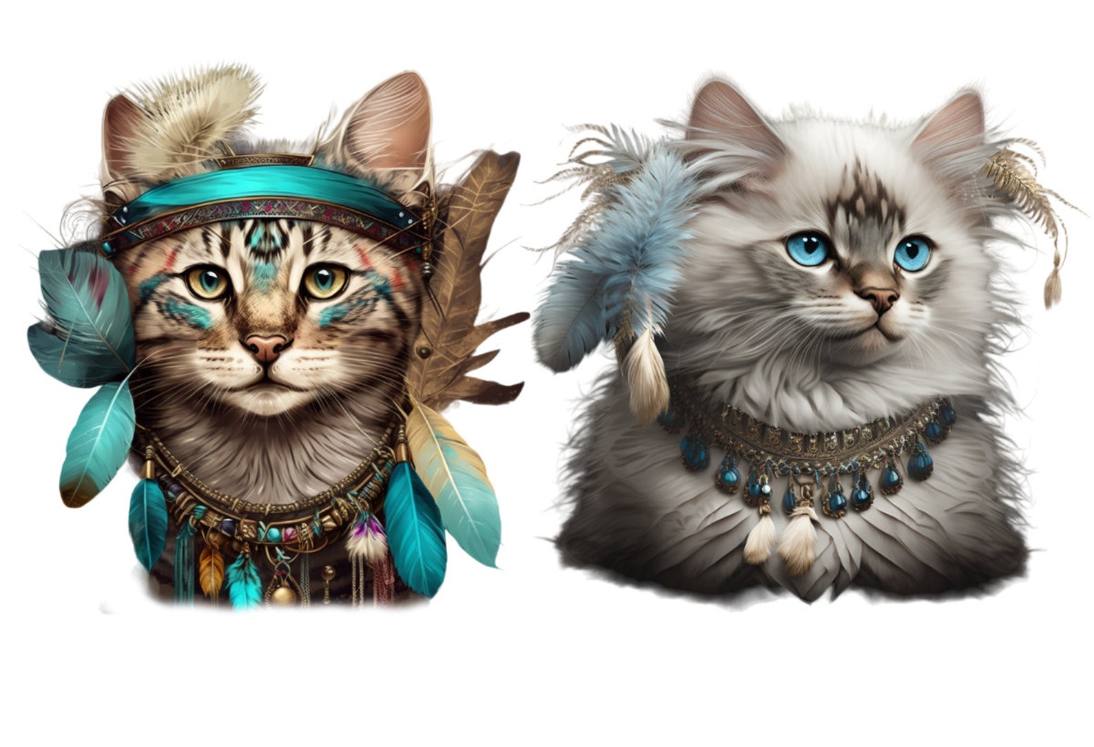 Boho Cats Png Clipart,boho Cats Digital Download,boho Cats Watercolor ...
