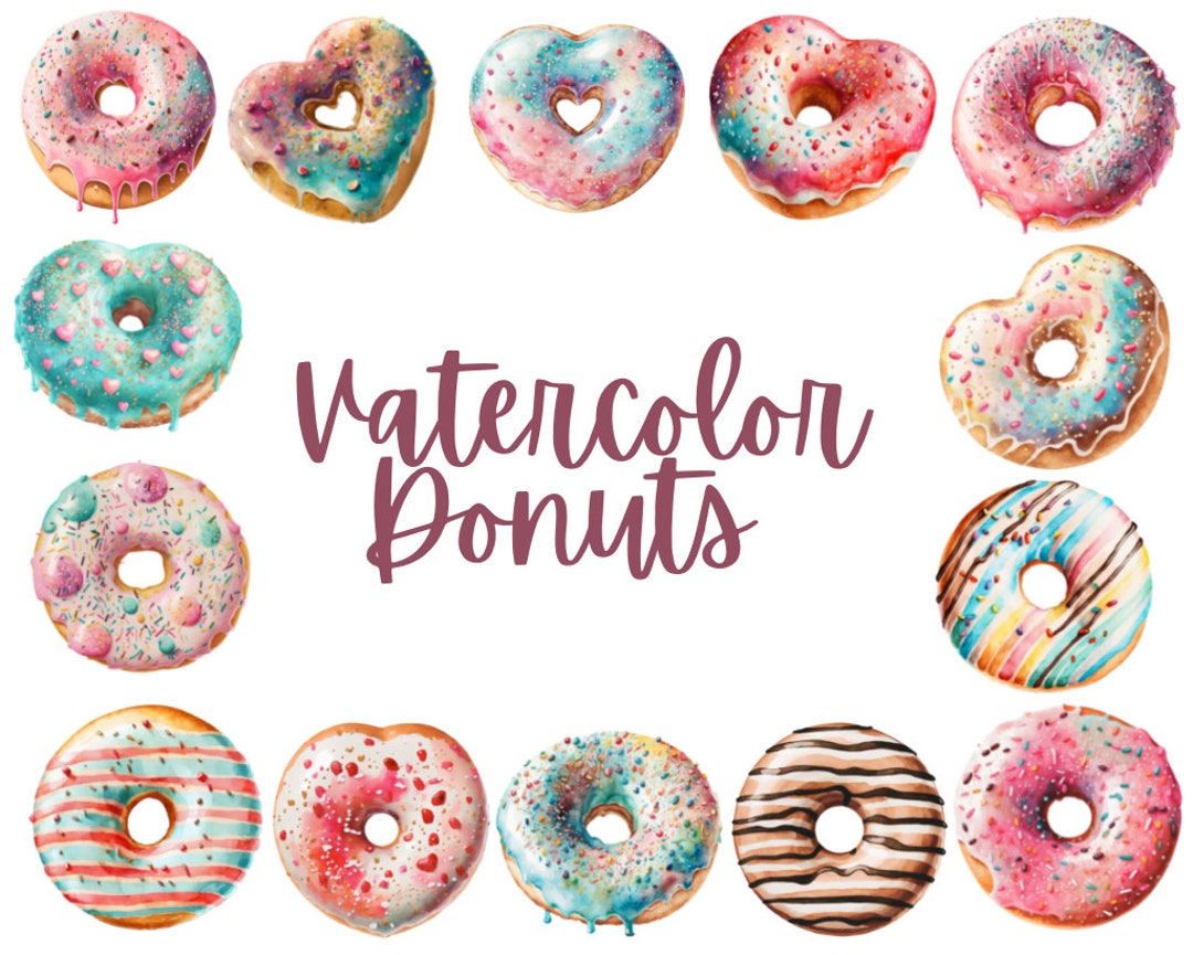 Watercolor Donuts Clipart, Donuts Png, Digital Download,commercial Use ...